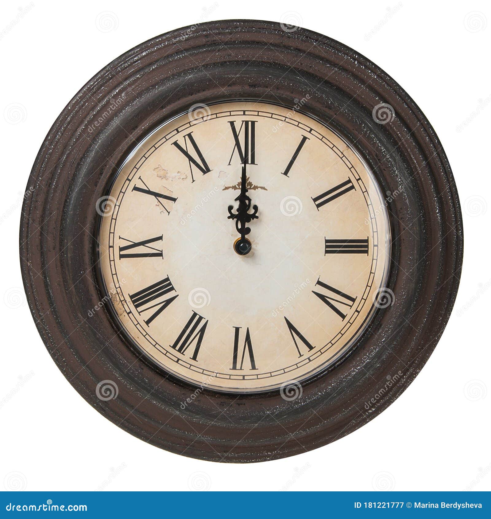 Vintage Clock in Roman Numerals Stock Image - Image of analog, face ...