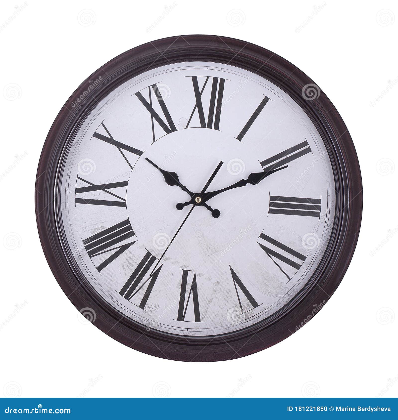 Vintage Clock in Roman Numerals Stock Photo - Image of circle ...