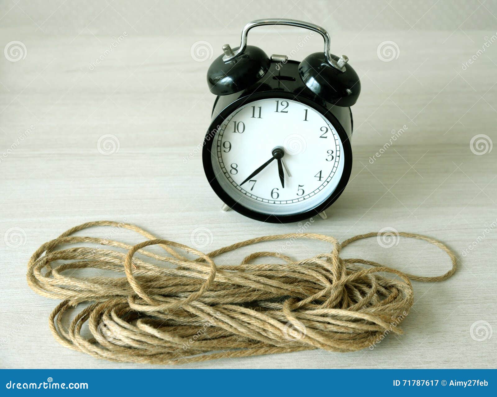 Vintage Clock and Rope on Table. Stock Image - Image of concept ...