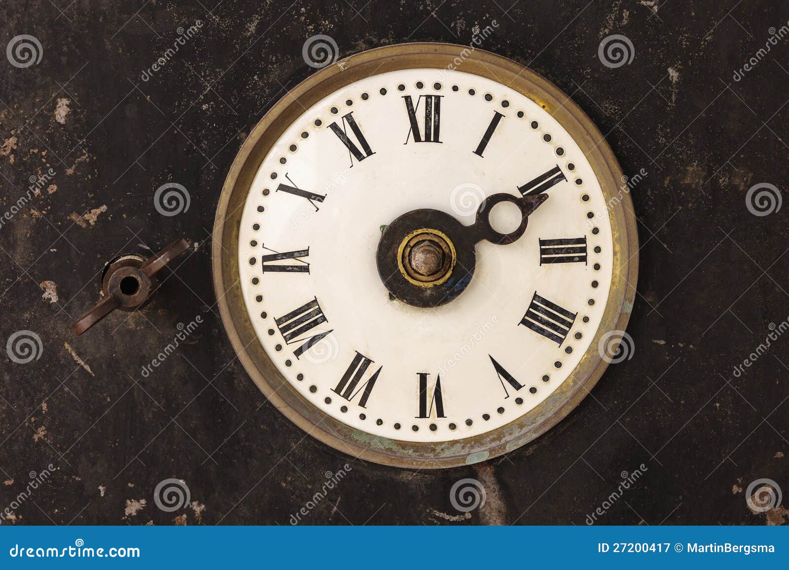 Vintage Clock in a Rusty Old Steel Casing Stock Image - Image of ...