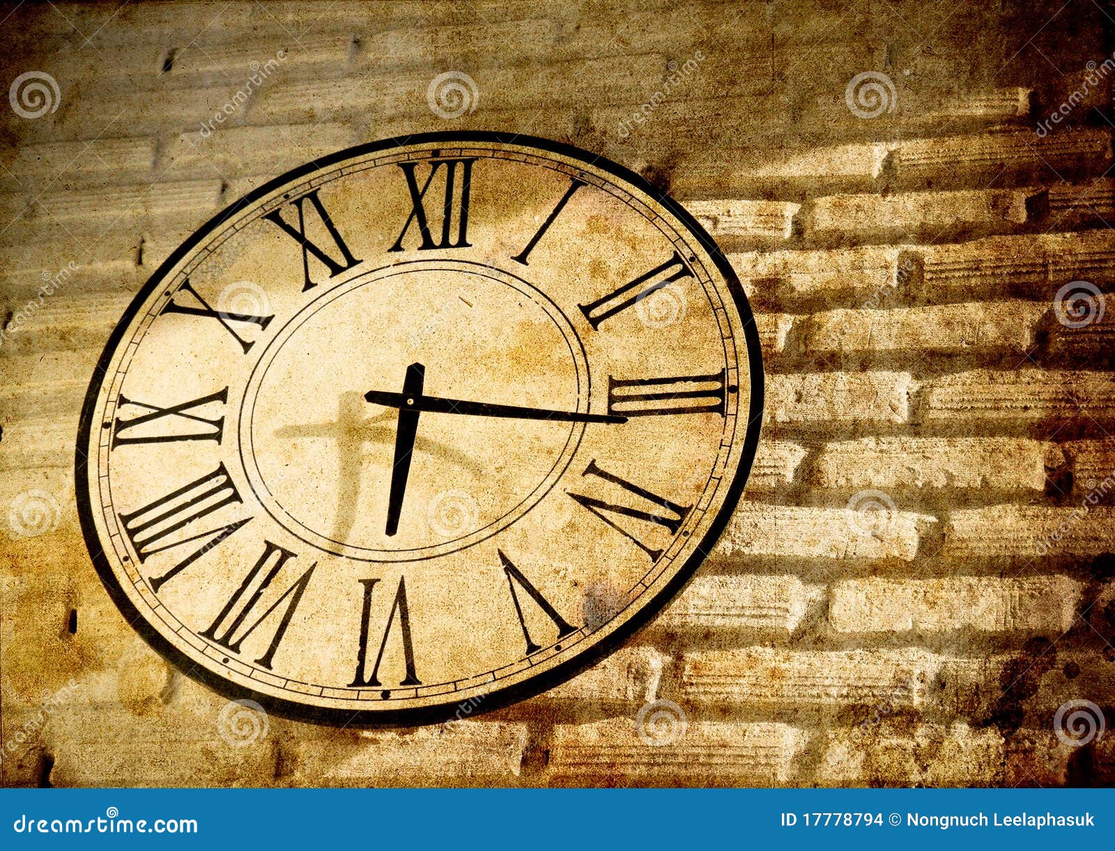 Vintage Clock On Grunge Old Paper Texture Stock Photography ...