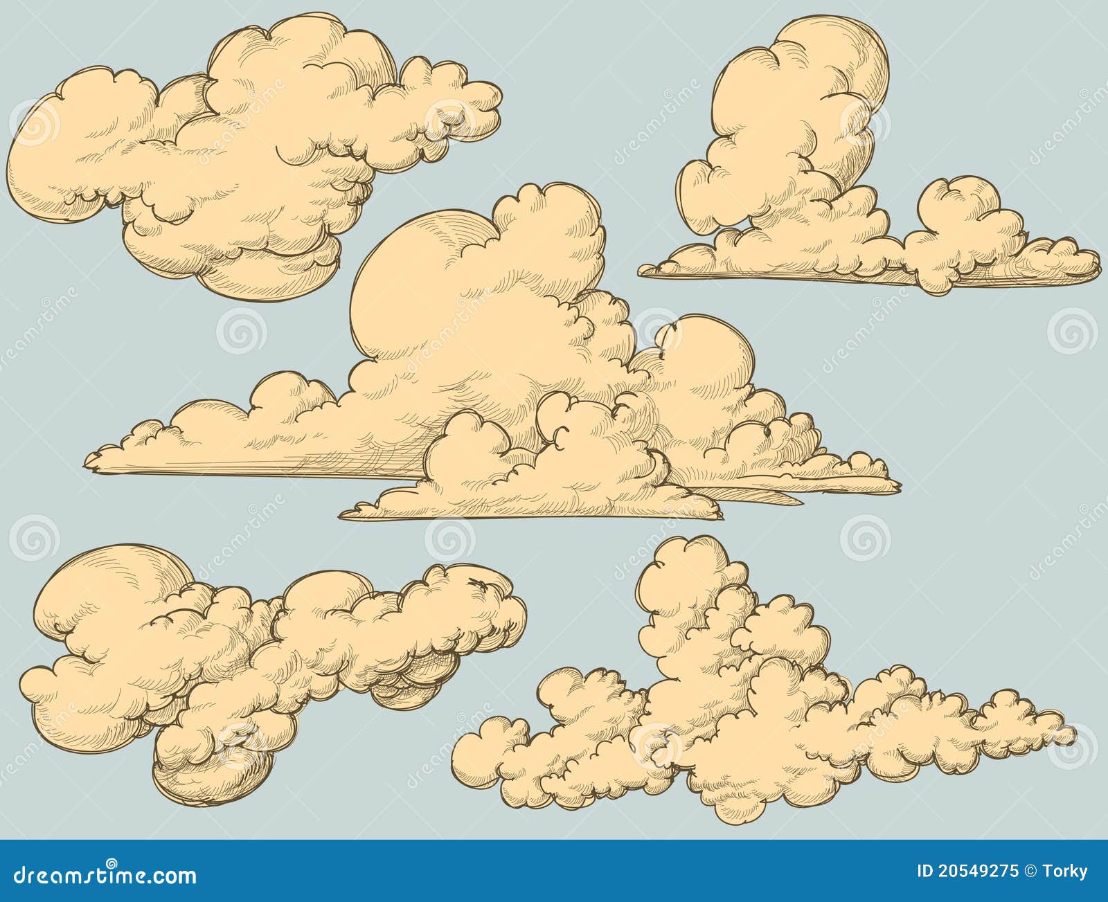 Vintage clouds stock vector. Illustration of drawing - 20549275