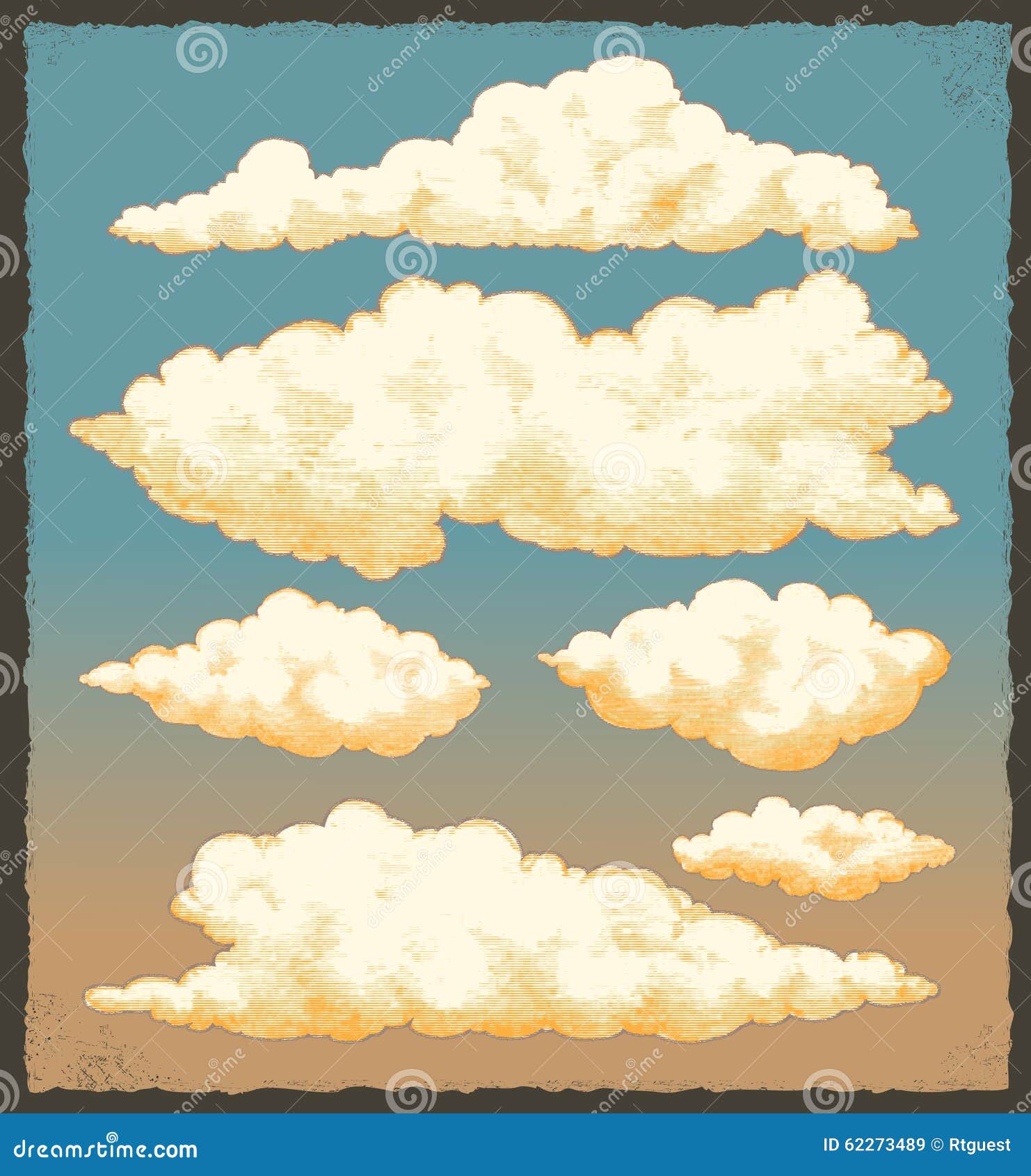 Vintage clouds stock vector. Illustration of retro, vintage - 62273489