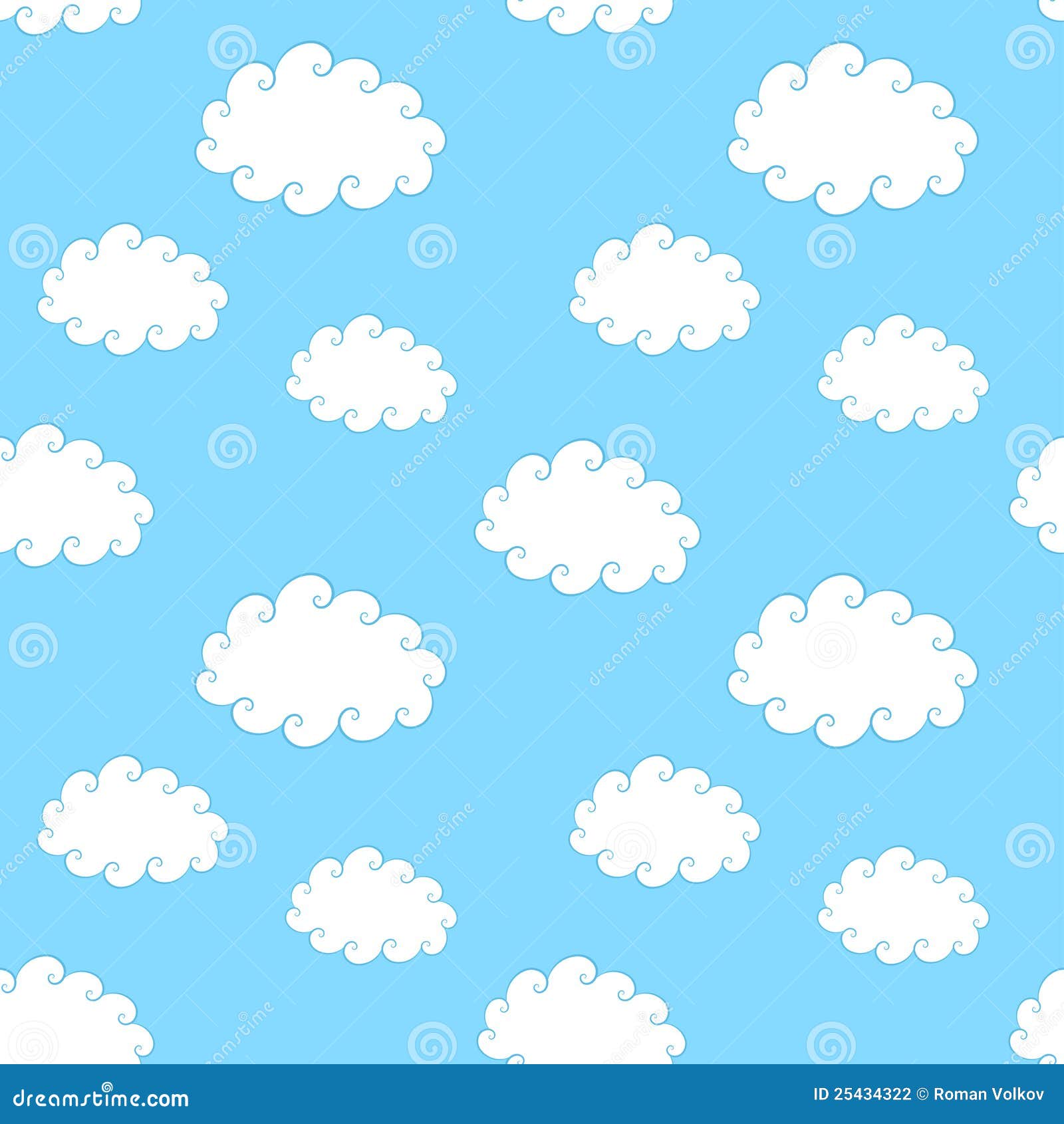 Vintage Clouds Seamless Pattern Stock Vector - Illustration of retro ...