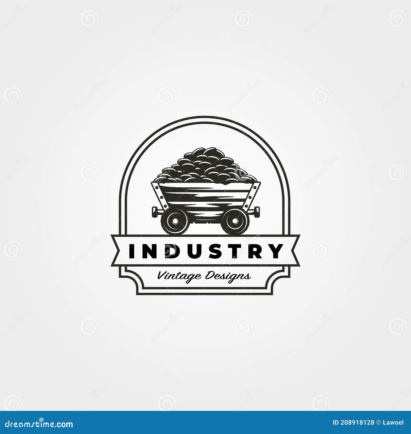 Vintage Coal Mining Cart Logo Vector Symbol Illustration Design Stock ...