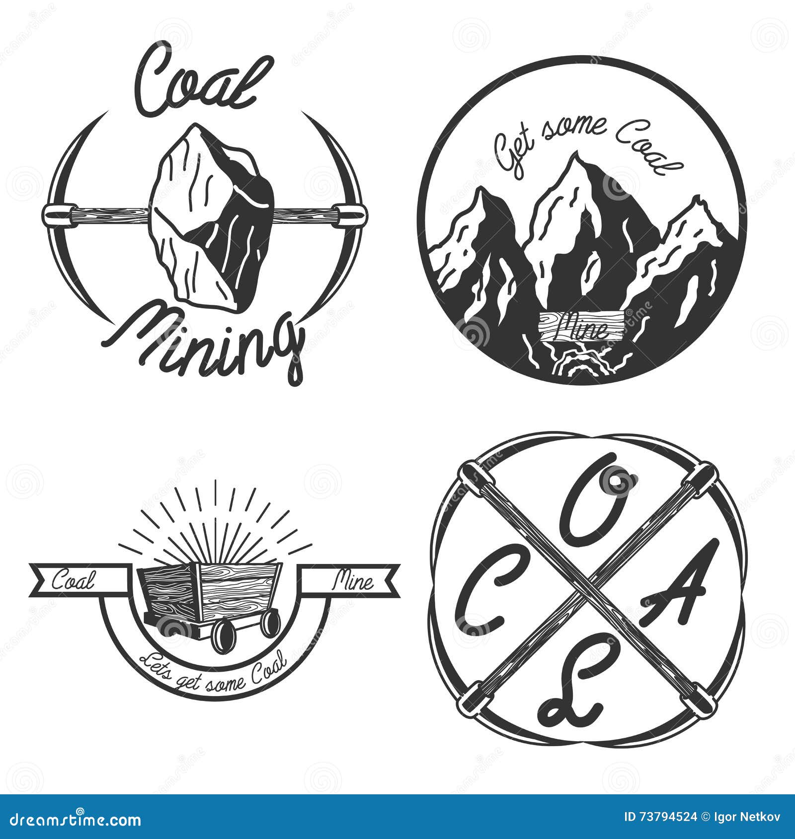 Vintage Coal Mining Emblems Stock Vector - Illustration of cart ...