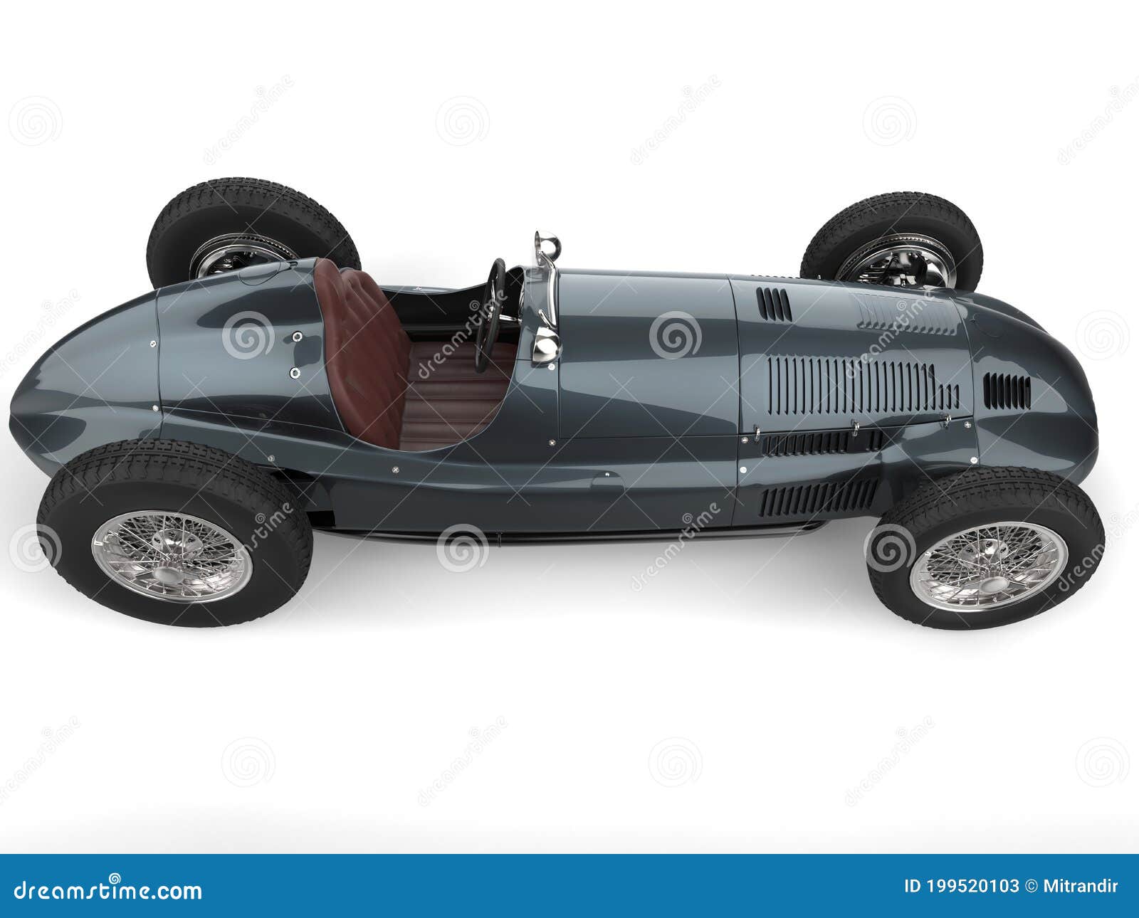Vintage Cobalt Blue Race Car - Top Down View Stock Illustration ...