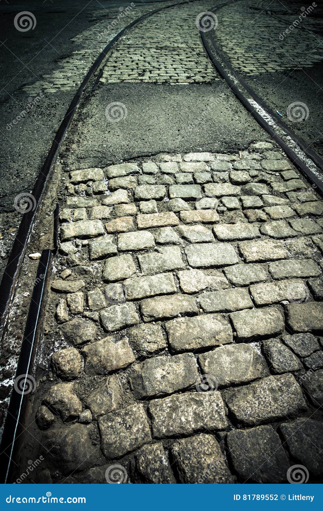 Vintage Cobblestones and Rails Stock Photo - Image of rails, surface ...