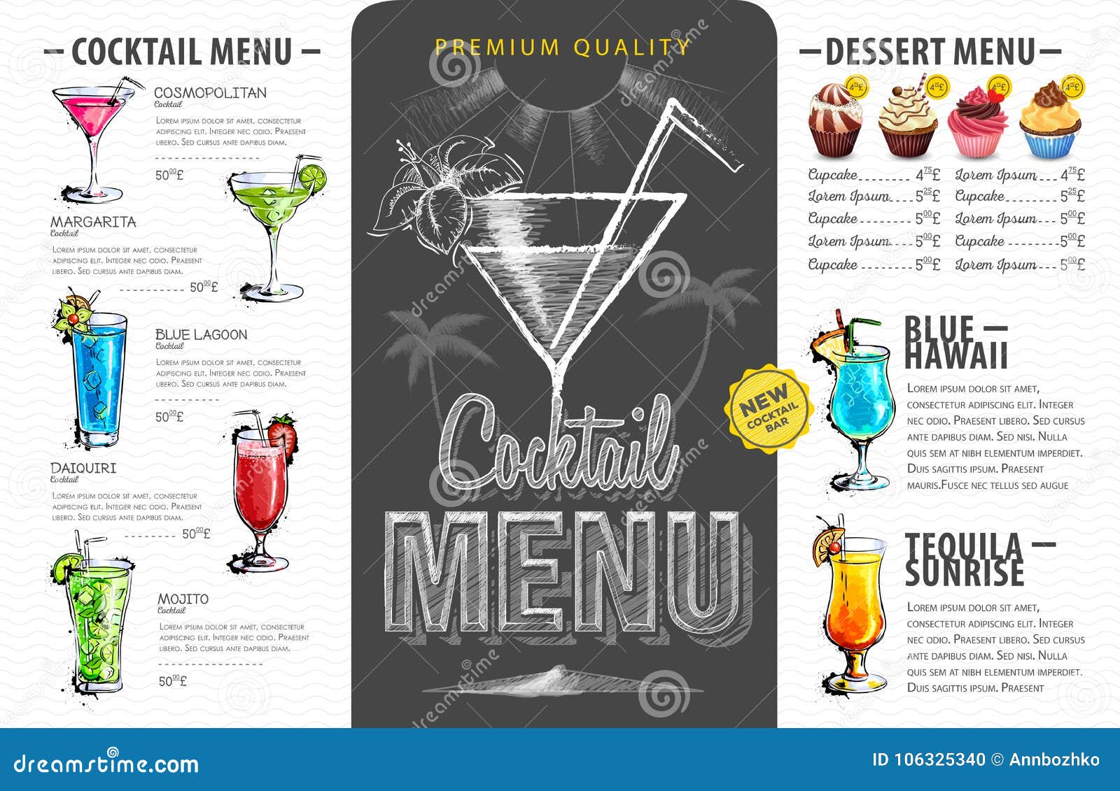 Vintage Cocktail Menu Design. Beverages Menu Stock Vector ...