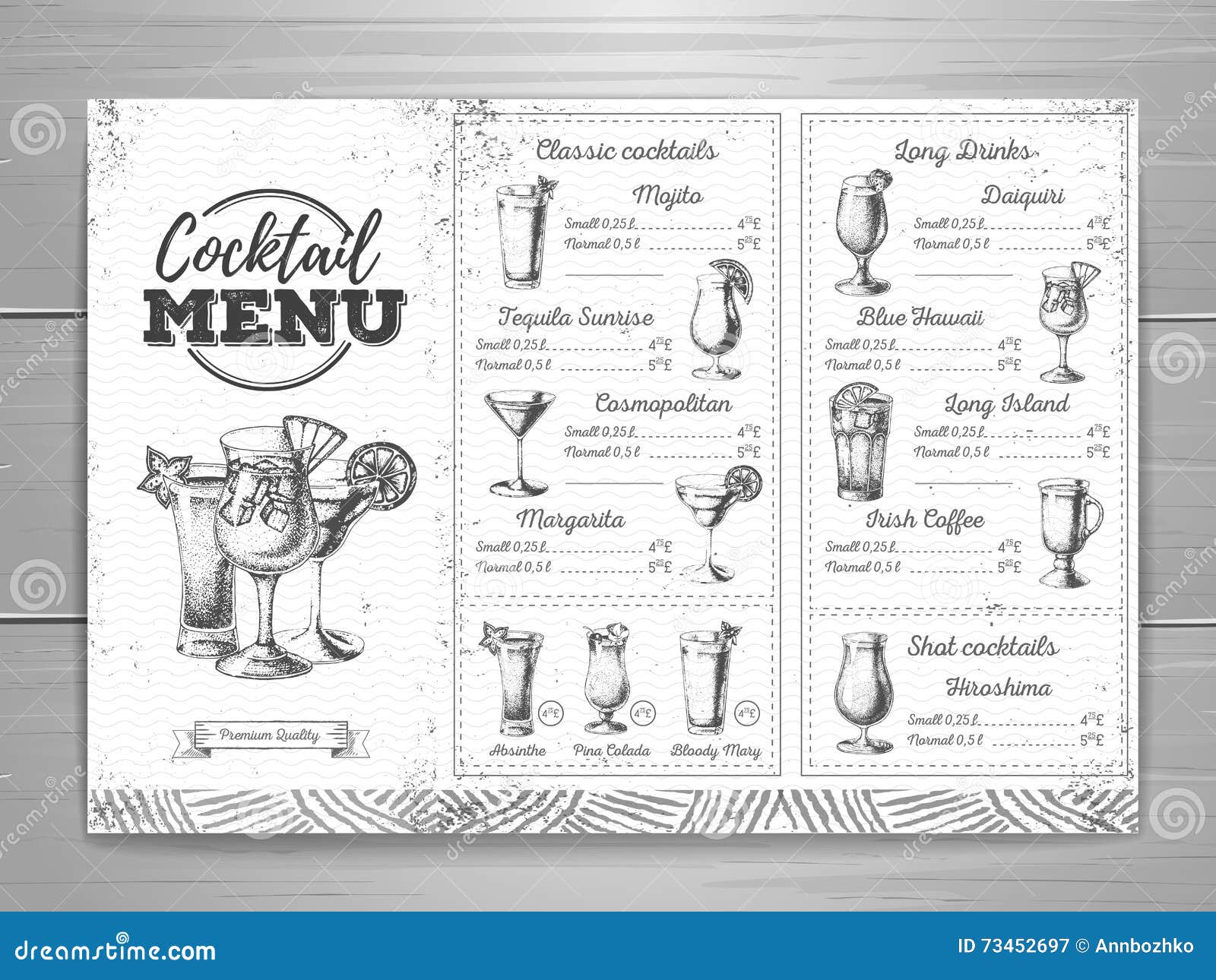 Vintage Cocktail Menu Design Stock Vector Illustration Of Coffee