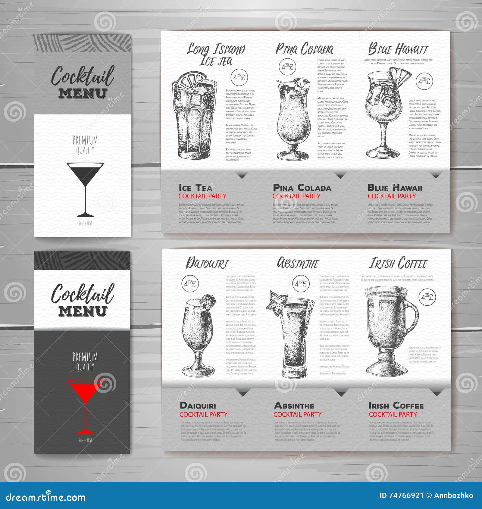 Vintage Cocktail Menu Design On Cardboard. Vector Illustration ...