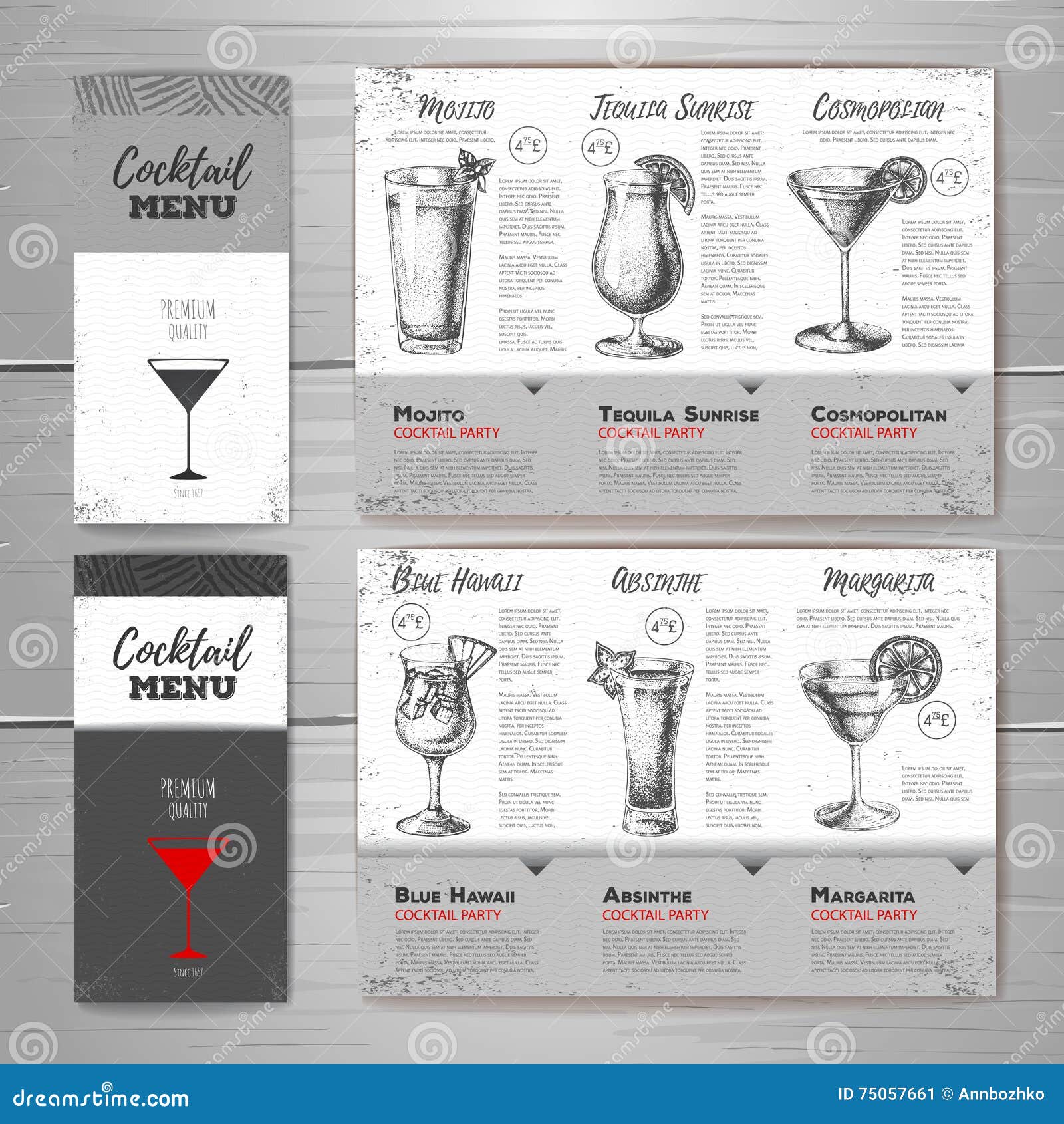 Vintage Cocktail Menu Design. Stock Vector - Illustration of fruit ...