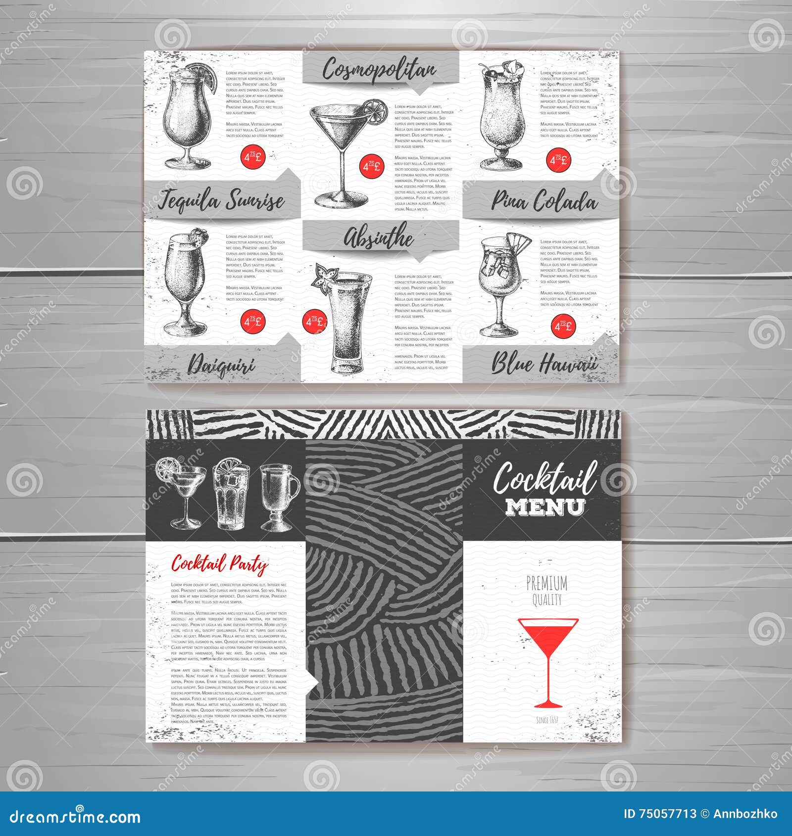 Vintage Cocktail Menu Design. Stock Vector - Illustration of background ...