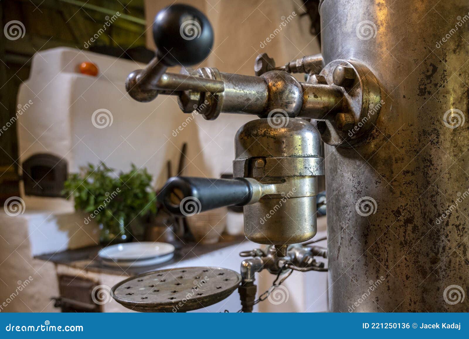 Vintage coffee machine stock photo. Image of drink, brewing - 221250136