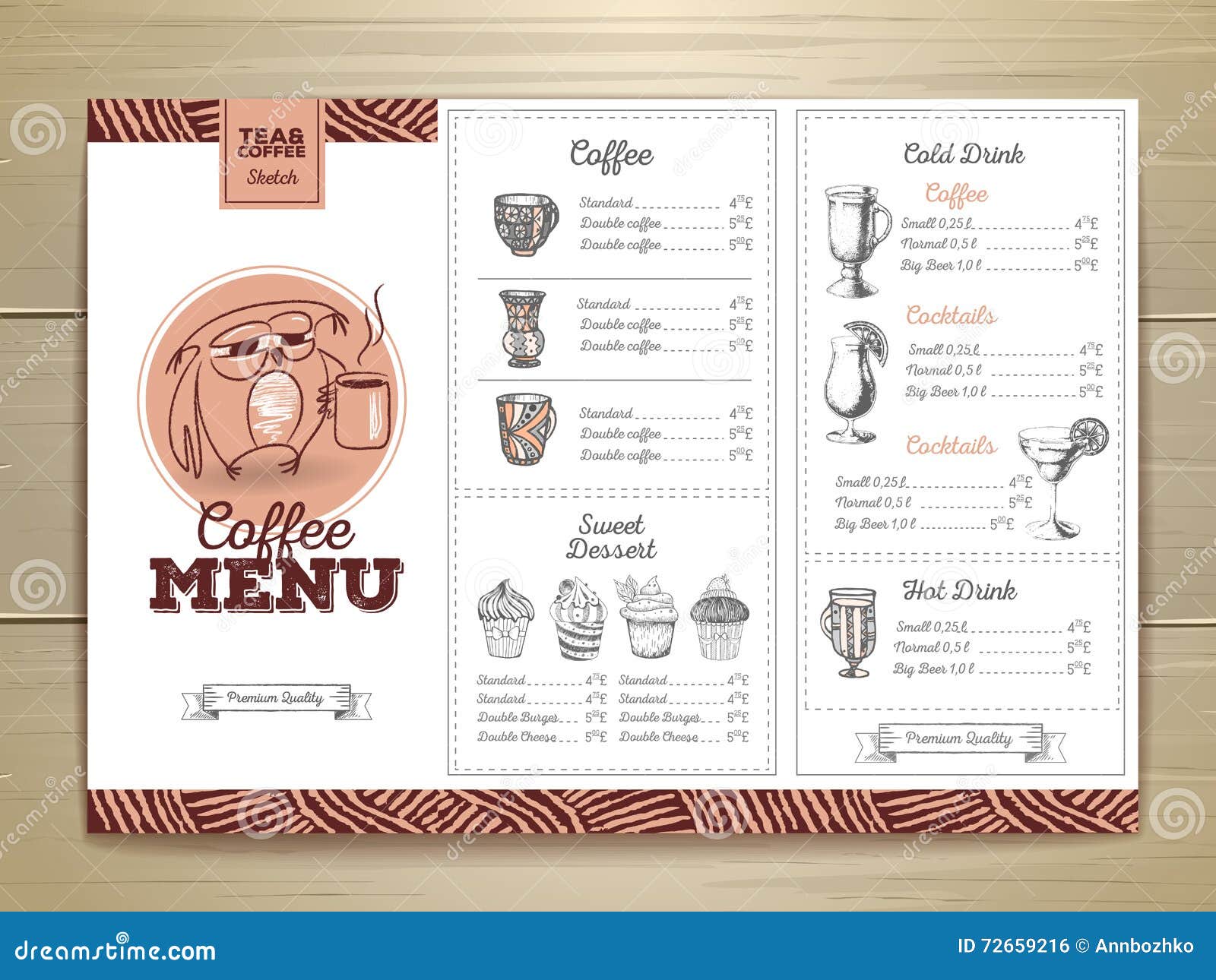 Vintage Coffee Menu Design. Stock Vector - Illustration of hand, price ...