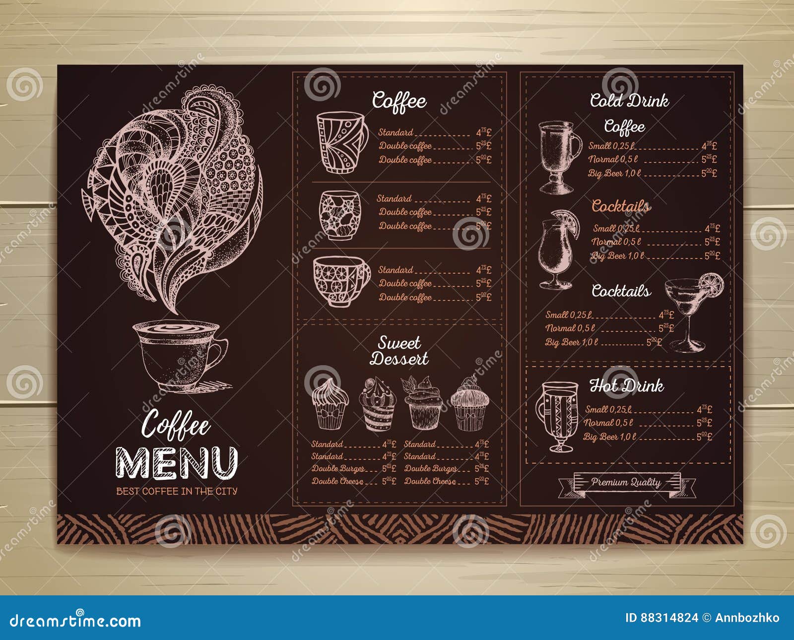 Vintage coffee menu design stock vector. Illustration of delicacy ...