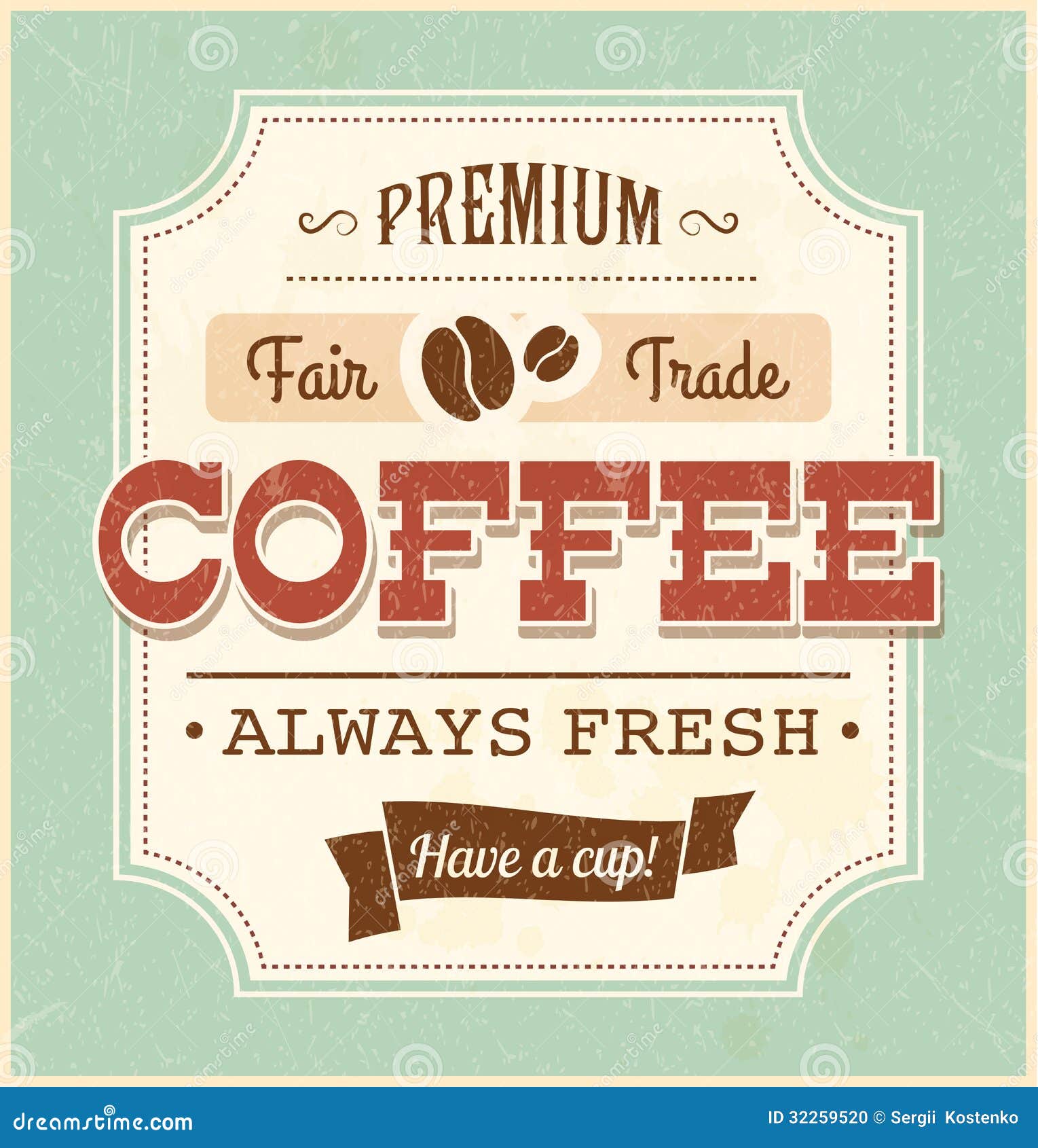 Vintage Coffee Poster with Grunge Effects Stock Illustration ...