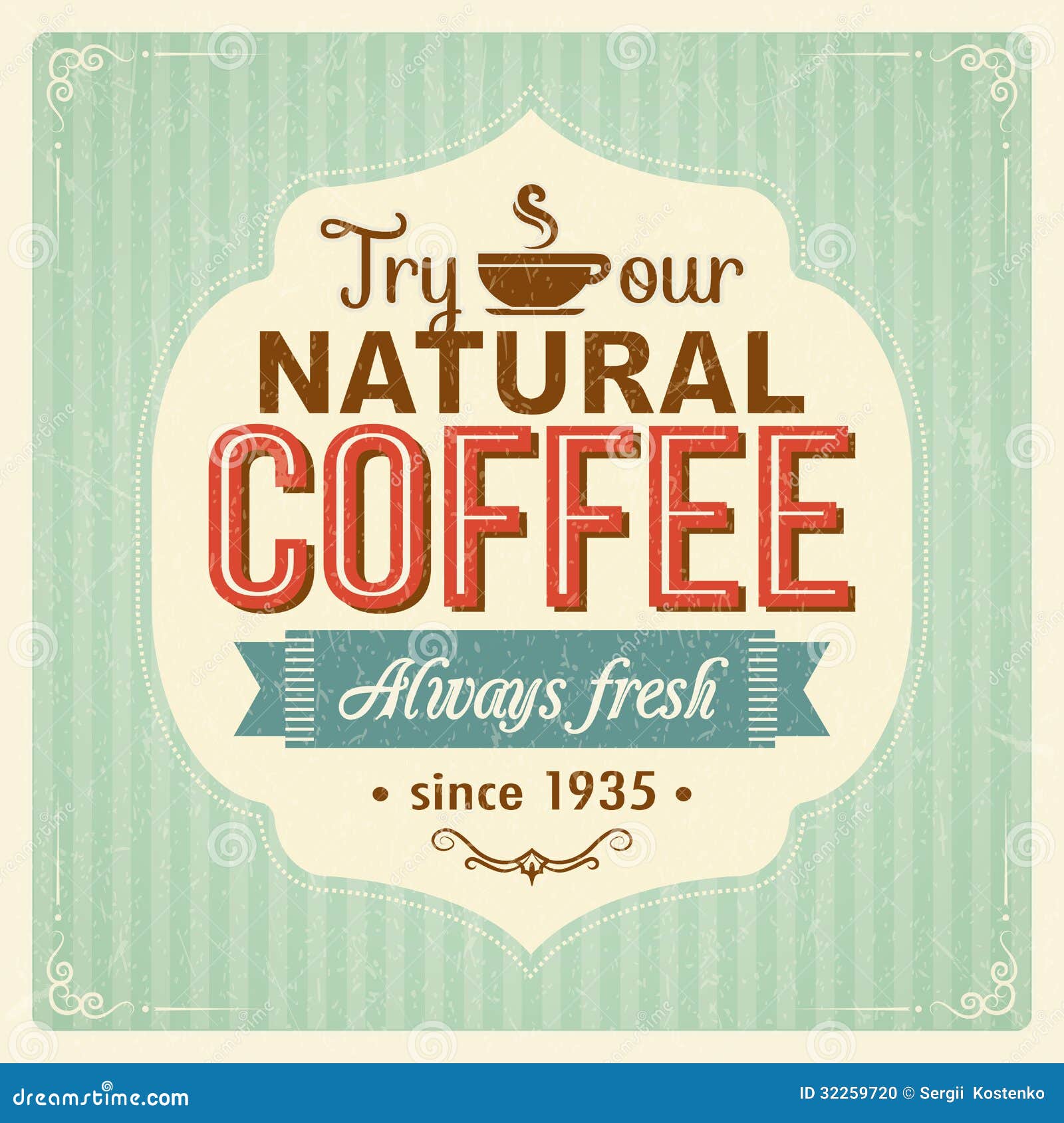 Vintage Coffee Poster with Grunge Effects Stock Illustration ...