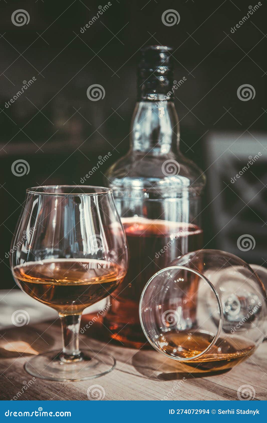 Vintage Cognac In Large Round Glass Royalty-Free Stock Image ...