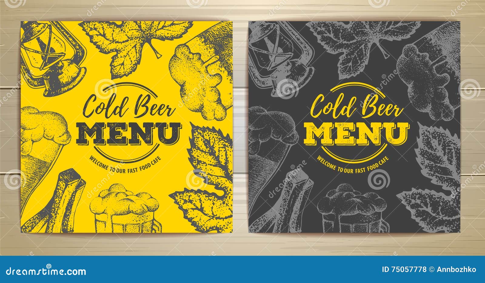 Vintage Cold Beer Menu Design Stock Vector - Illustration of glass ...