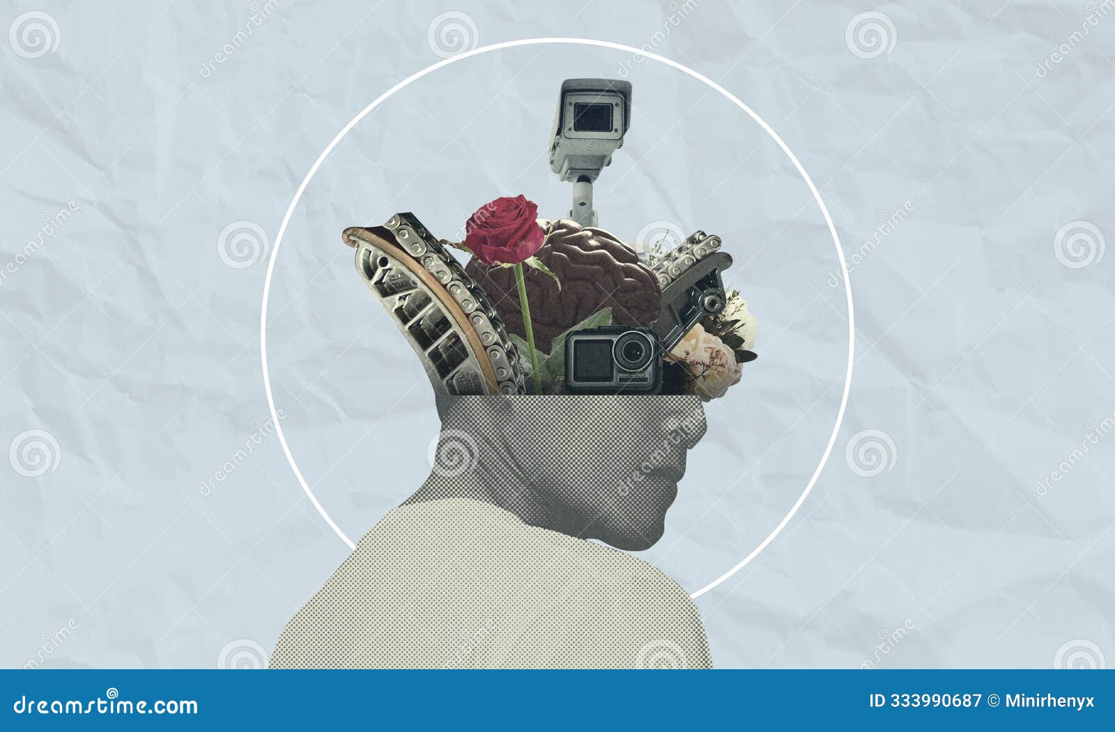 Vintage Collage Inside Man S Head Split Open Filled with Ideas ...