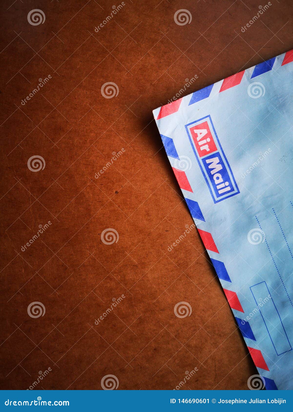 A Vintage Envelope Airmail with Wooden Background. Stock Image - Image ...