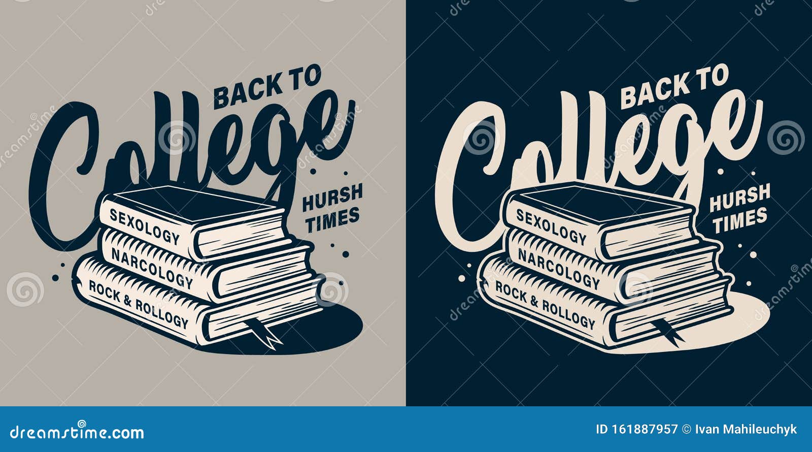 Vintage College Monochrome Print Stock Vector - Illustration of novel ...