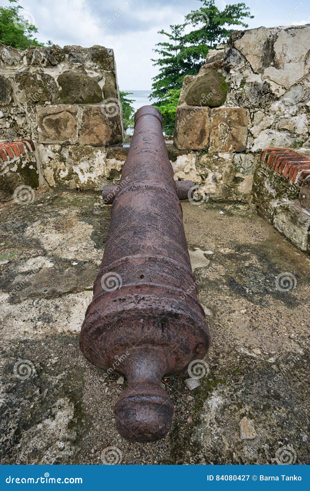 Vintage colonial cannon stock image. Image of exterior - 84080427