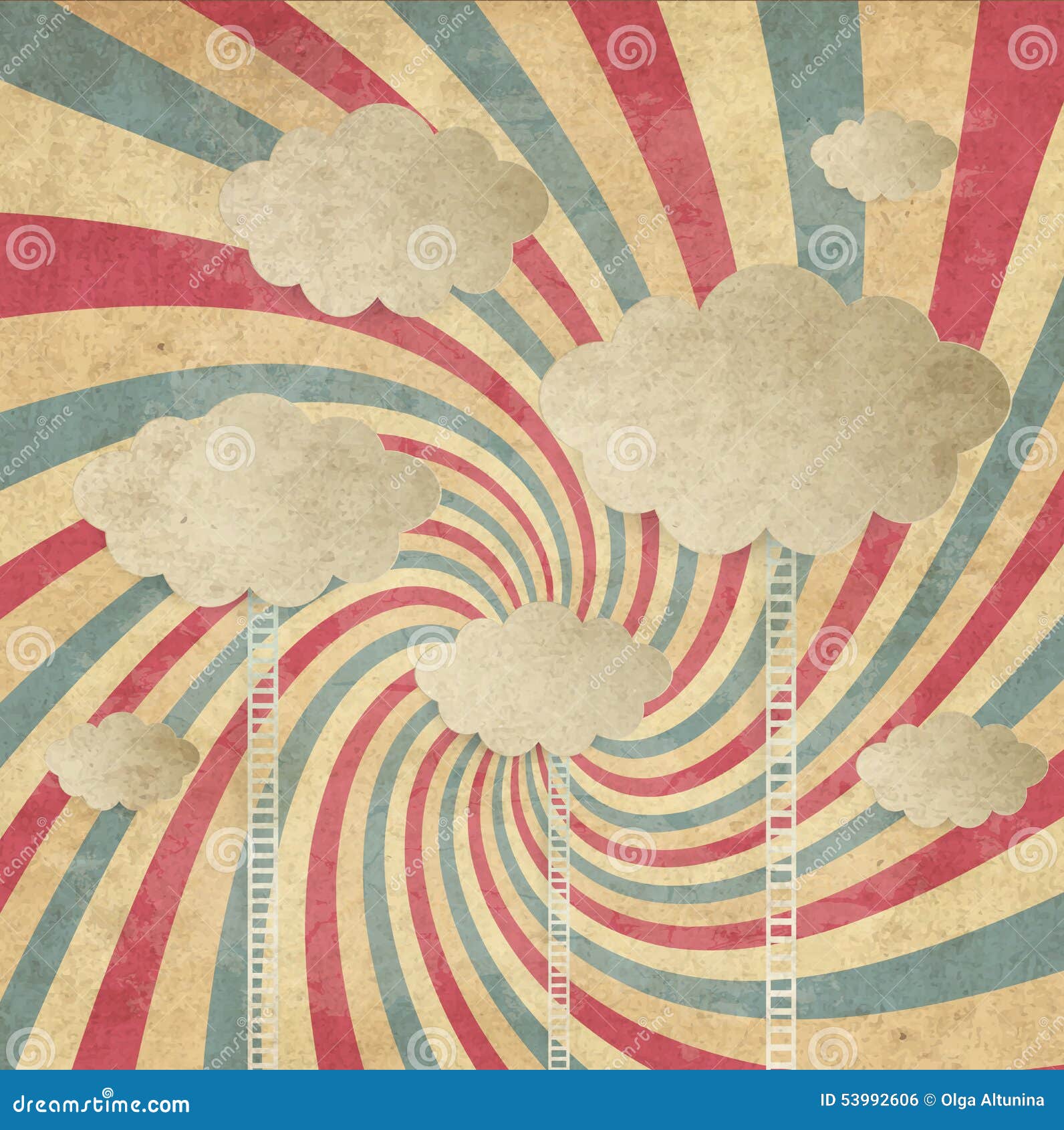 Vintage Color Background with Clouds Stock Illustration - Illustration ...