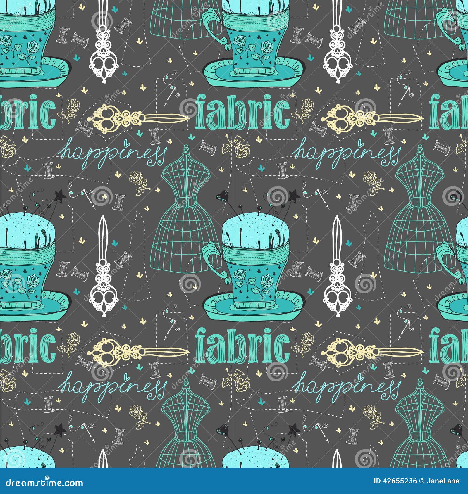 Vintage Color Seamless Pattern - Fashion and Sewing Stock Illustration ...