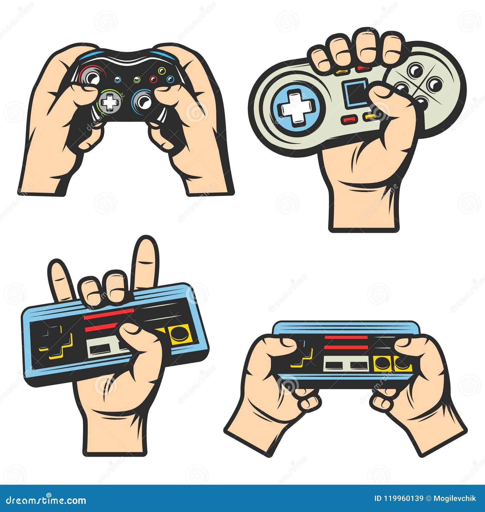 Vintage Colored Gaming Elements Set Stock Vector - Illustration of ...