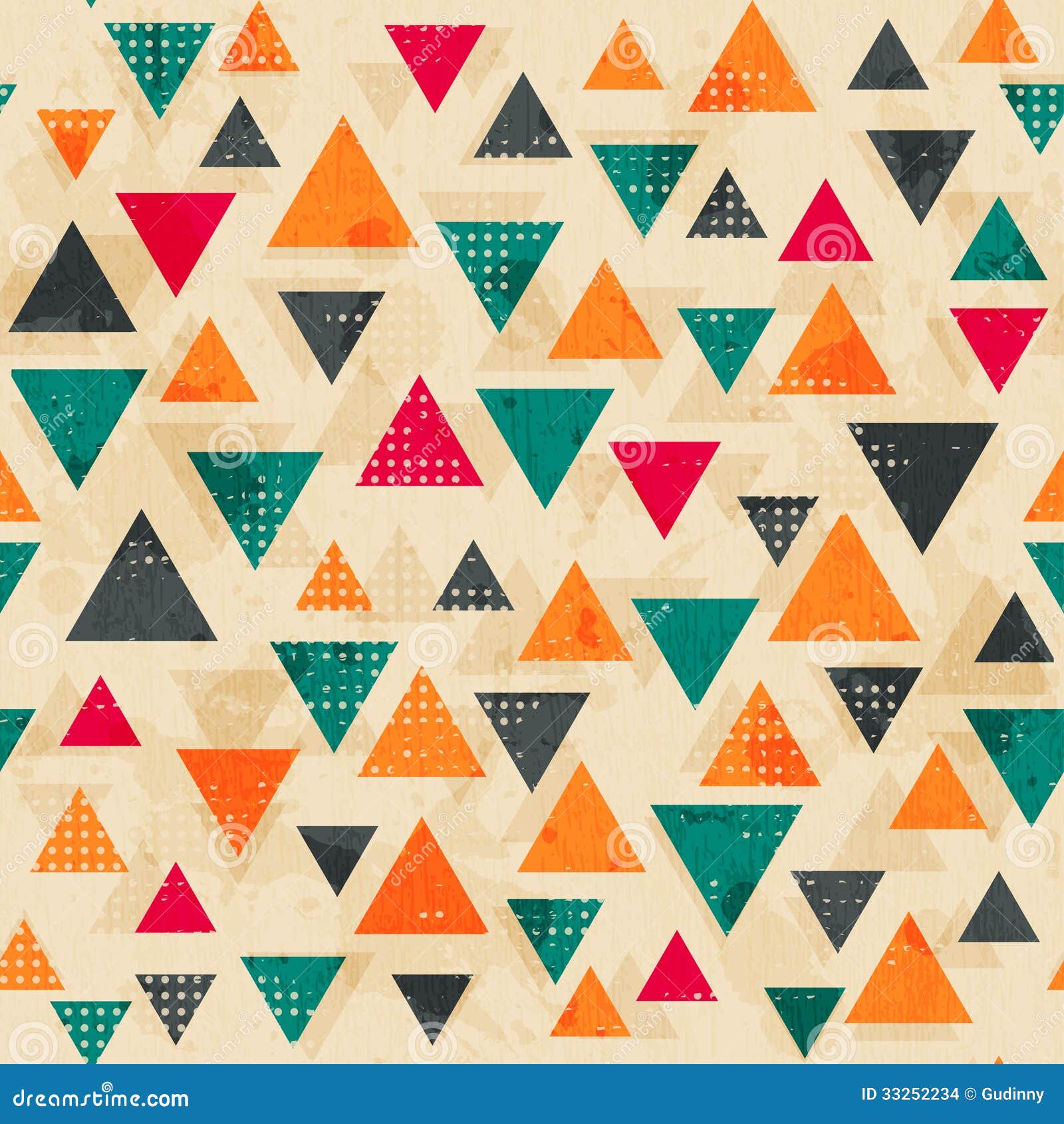 Vintage Colored Triangle Pattern with Grunge Effect Stock Illustration ...
