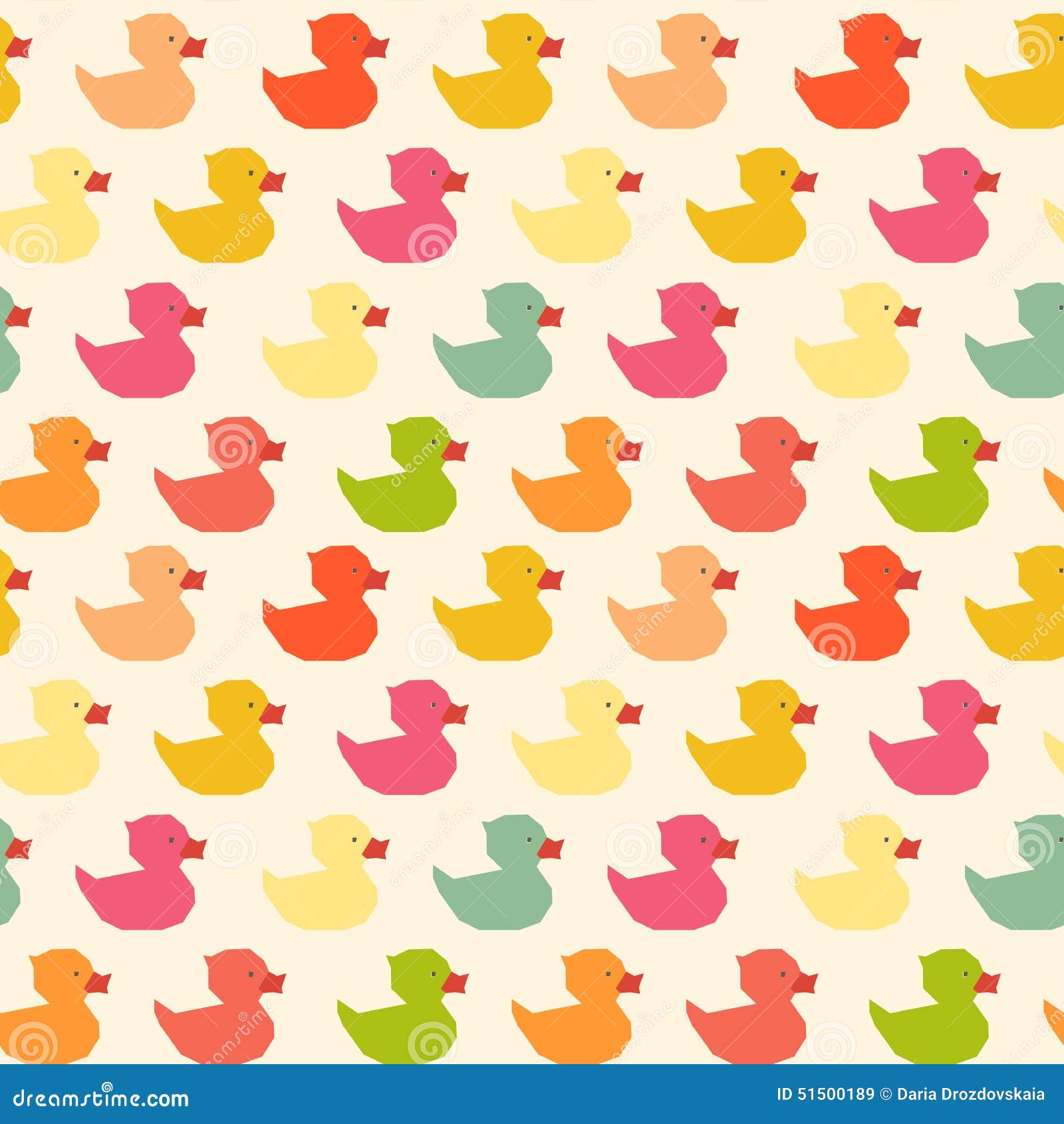 Vintage Colorful Ducks Polygon Pattern Stock Vector - Illustration of ...