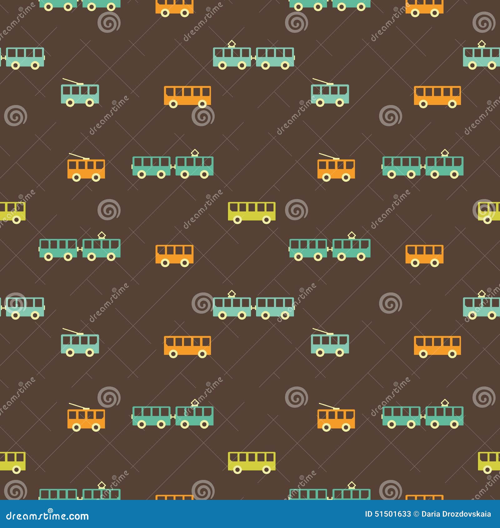 Vintage Colorful Tram Pattern Stock Vector - Illustration of endless ...