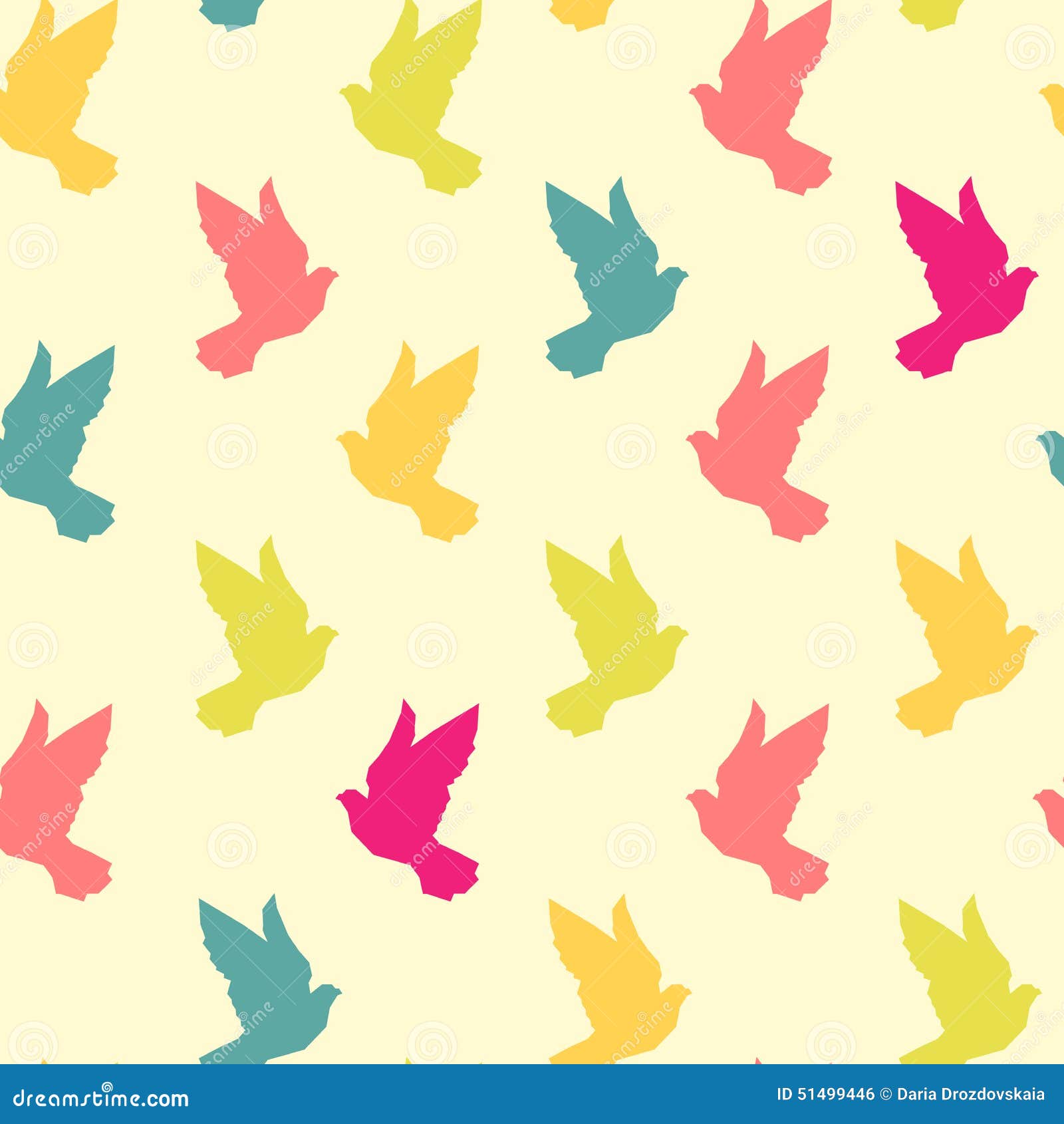 Vintage Colorful White Pigeon Pattern Stock Vector - Illustration of ...