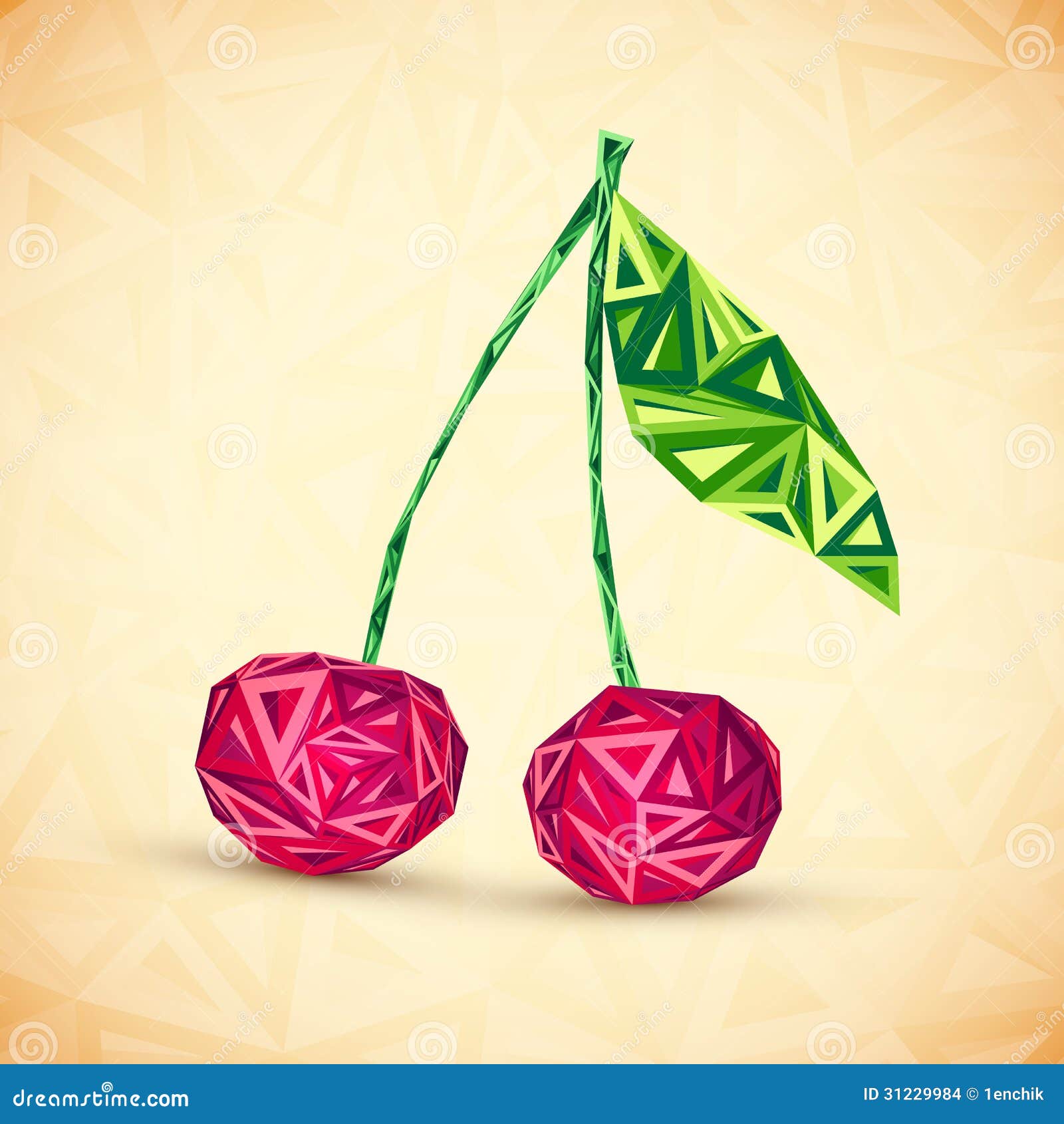 Vintage Colors Abstract Triangles Geometry Cherry Stock Vector ...