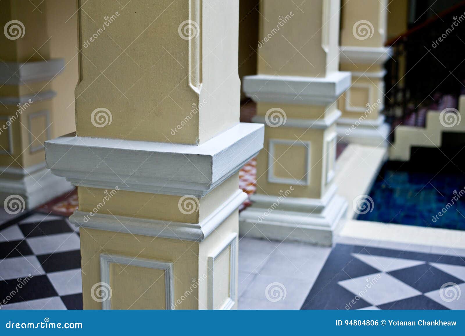 Vintage Column in Hotel is the Building Design for Classical Stock ...