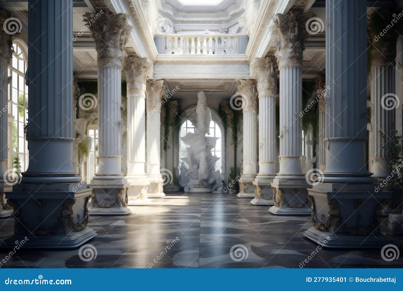 Vintage Columns Wallpaper in an Old Palace Interior, Generative Ai ...