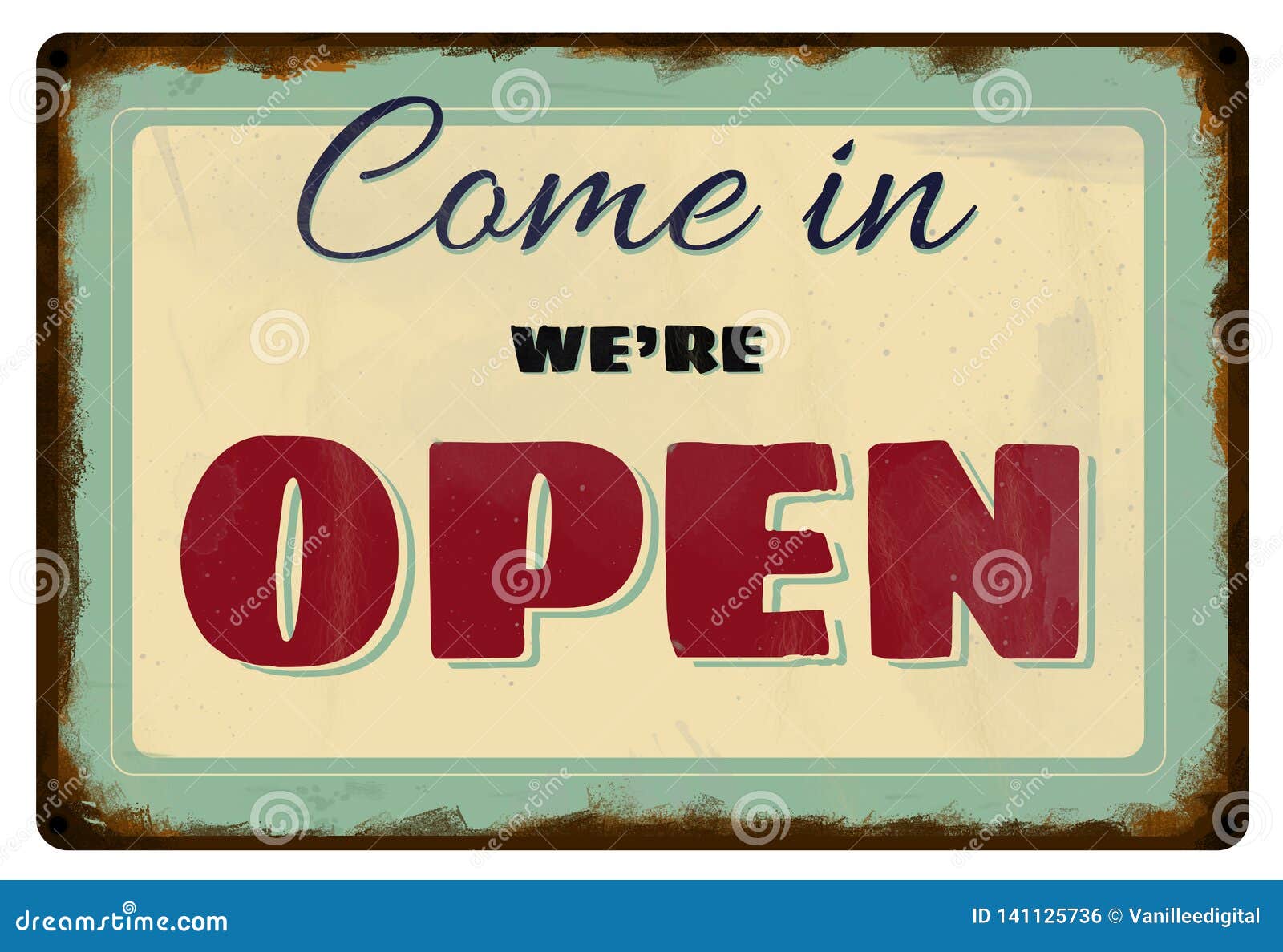 Vintage Come in we are Open Sign Stock Illustration - Illustration of ...