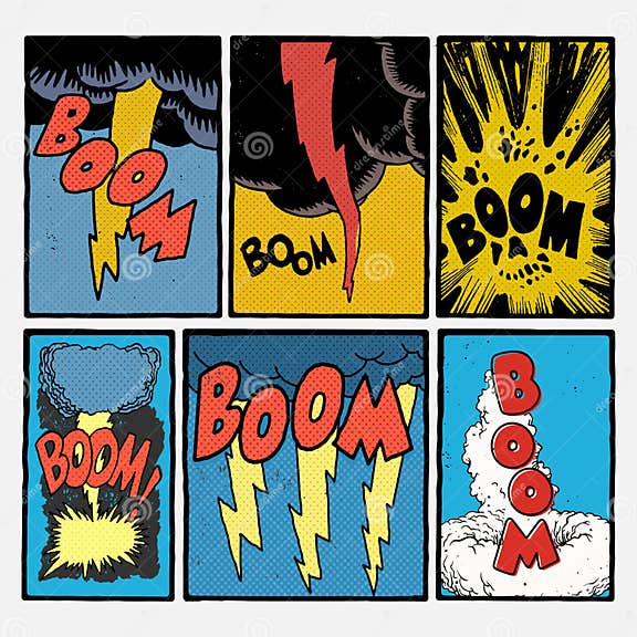 Vintage Comic Book Explosions Stock Vector - Illustration of haft, bang ...