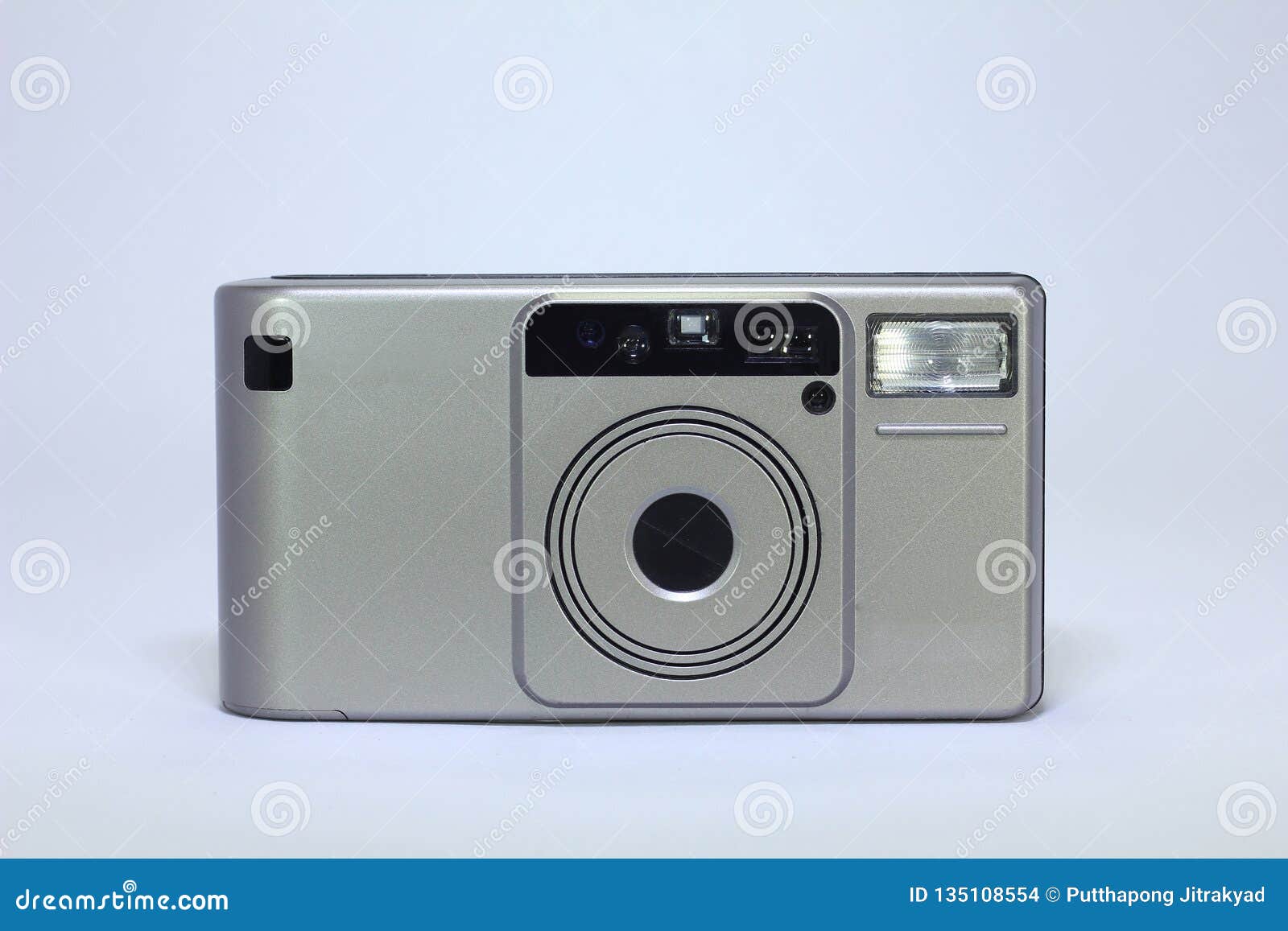 Vintage Compact Camera on White Background Stock Photo - Image of film ...