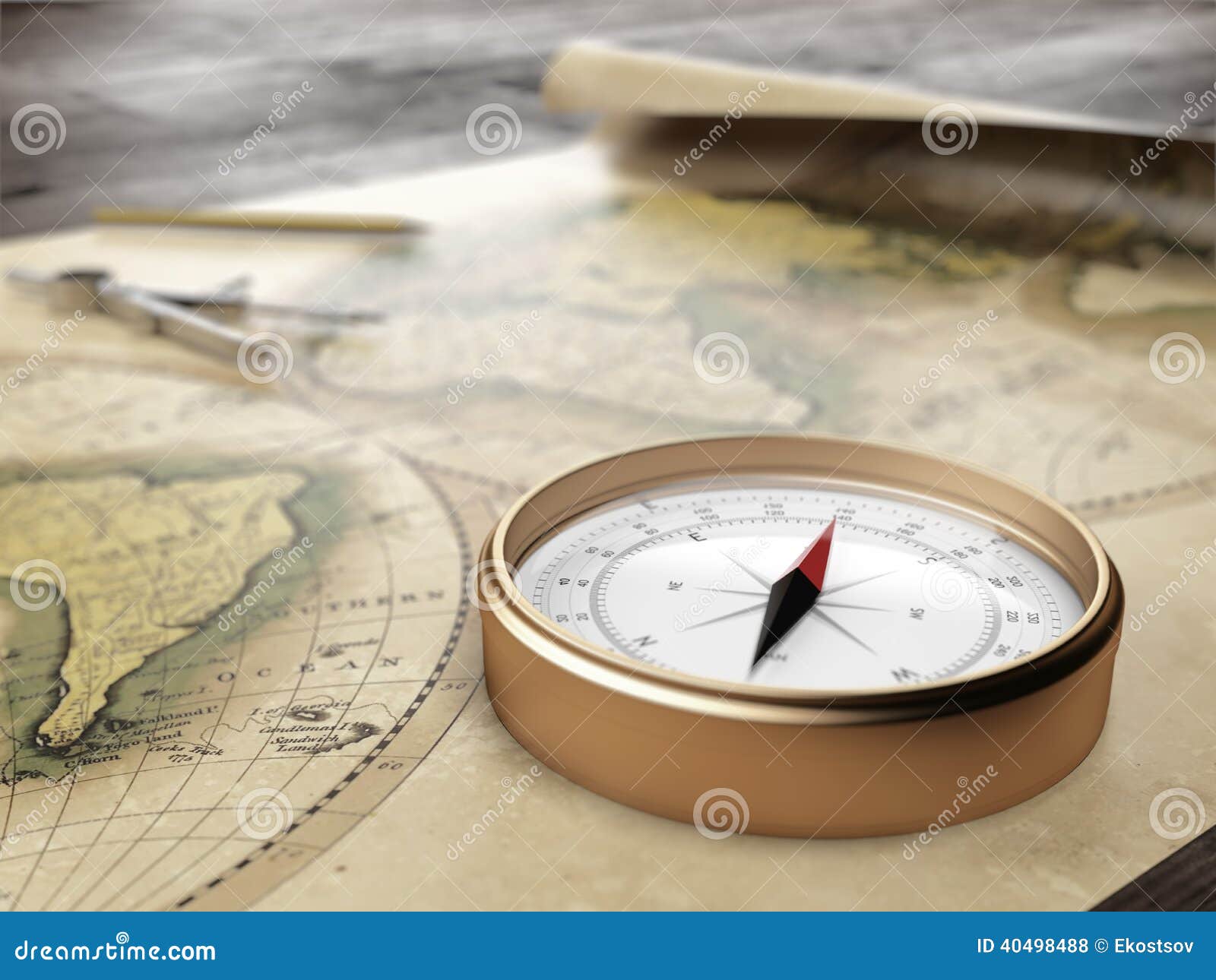 Vintage Compass On An Ancient World Map Stock Illustration Illustration Of Bygone Marine