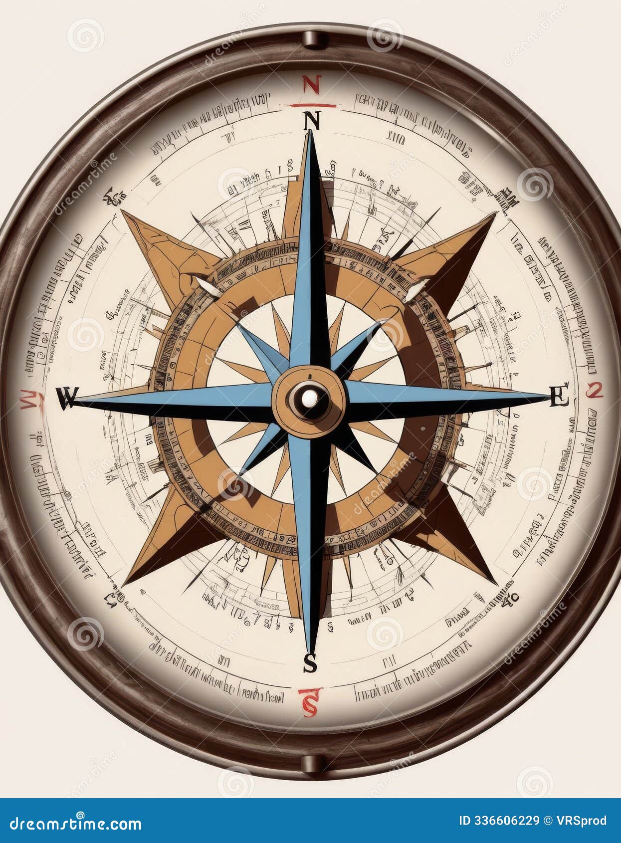Vintage Compass with Detailed Design on Light Background Stock Image ...