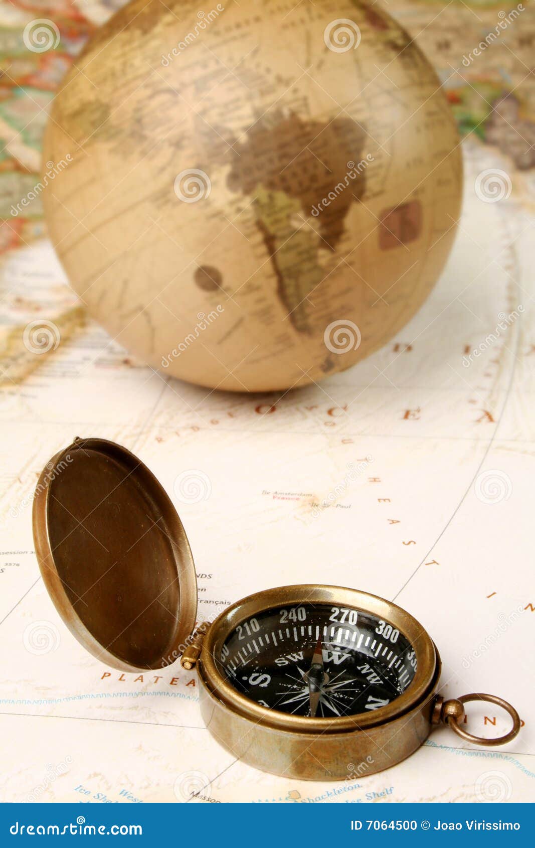 Vintage Compass, Telescope And Map Stock Photo | CartoonDealer.com ...