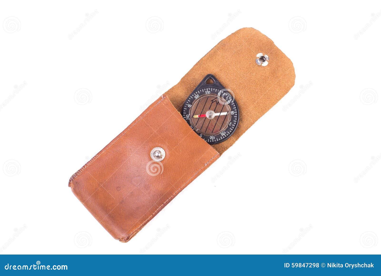 Vintage Compass in a Leather Case, Isolated Stock Photo - Image of road ...