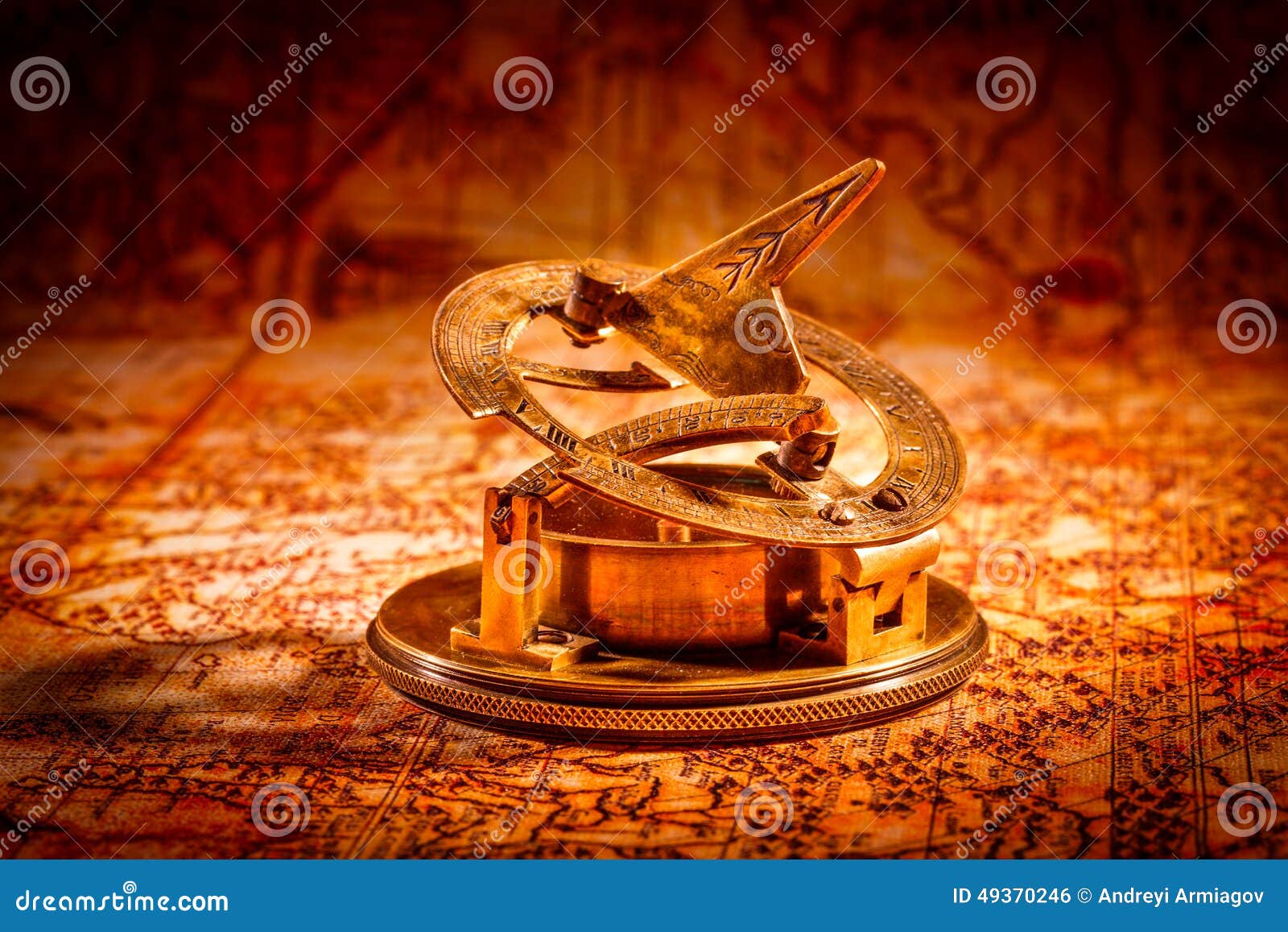 Vintage Compass Lies on an Ancient World Map. Stock Photo - Image of ...