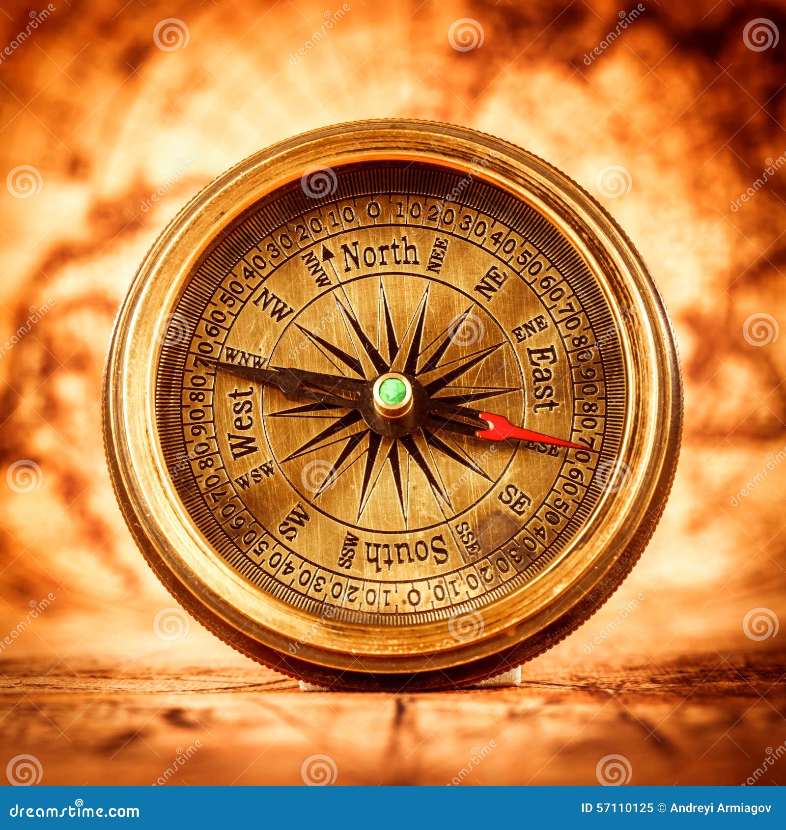 Vintage Compass Lies on an Ancient World Map. Stock Image - Image of ...