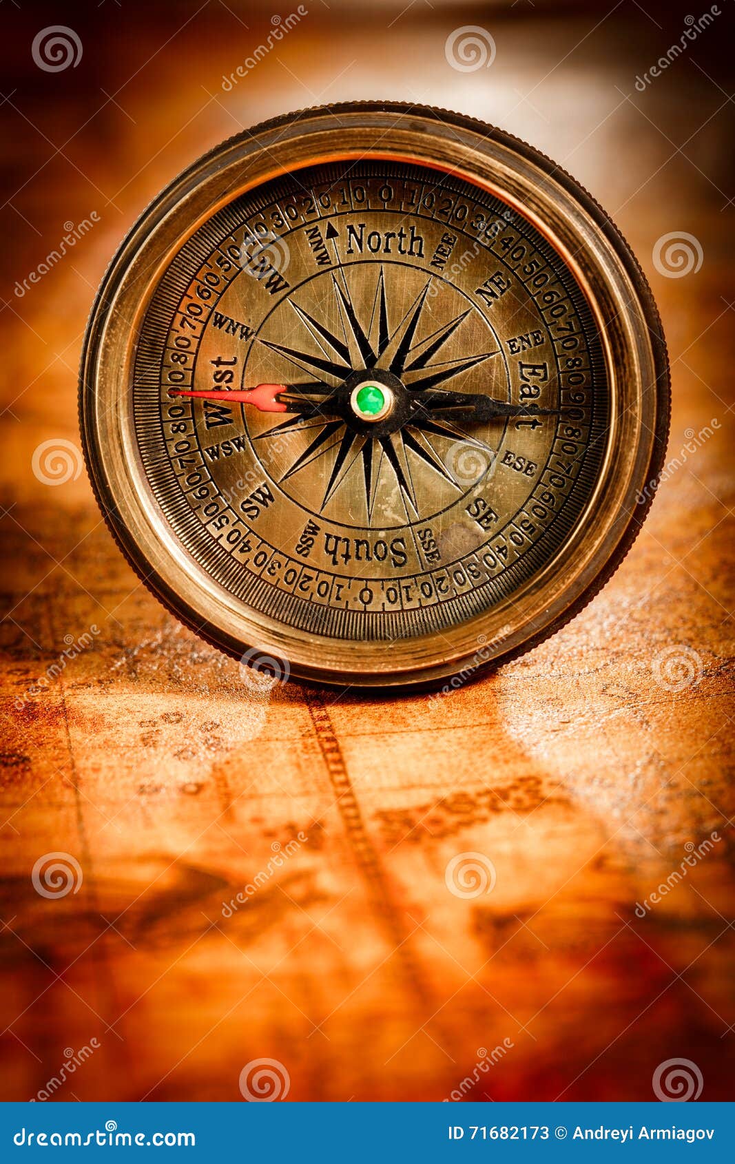 Vintage Compass Lies on an Ancient World Map. Stock Image - Image of ...