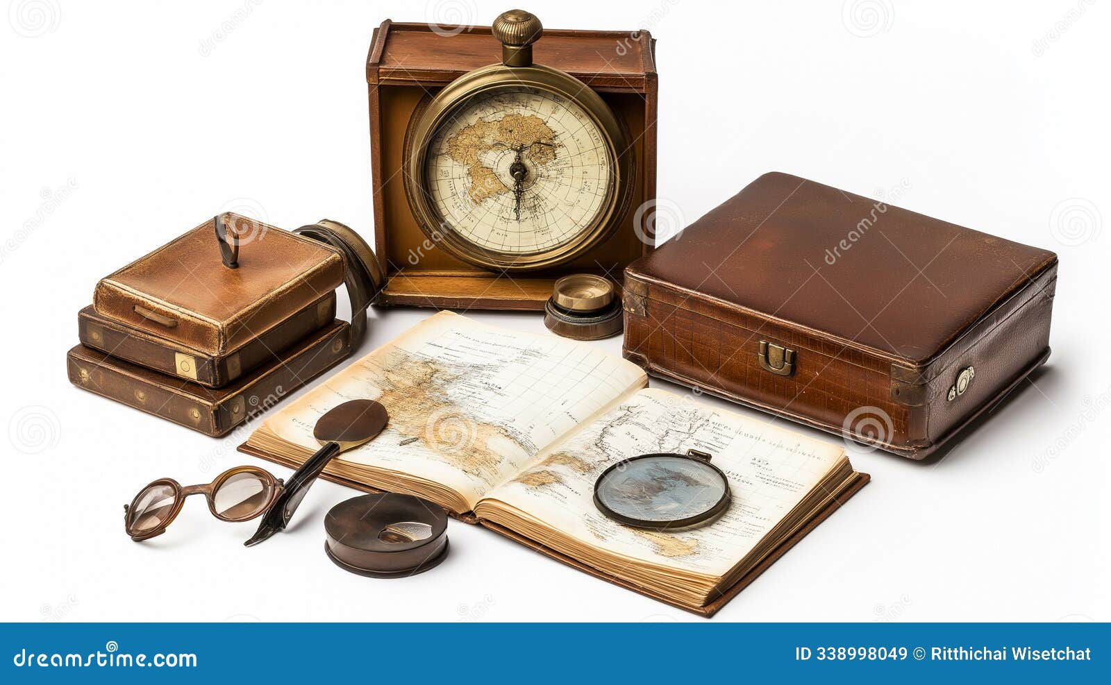 A Vintage Compass, Map, and Camera Set the Scene for an Old-world ...