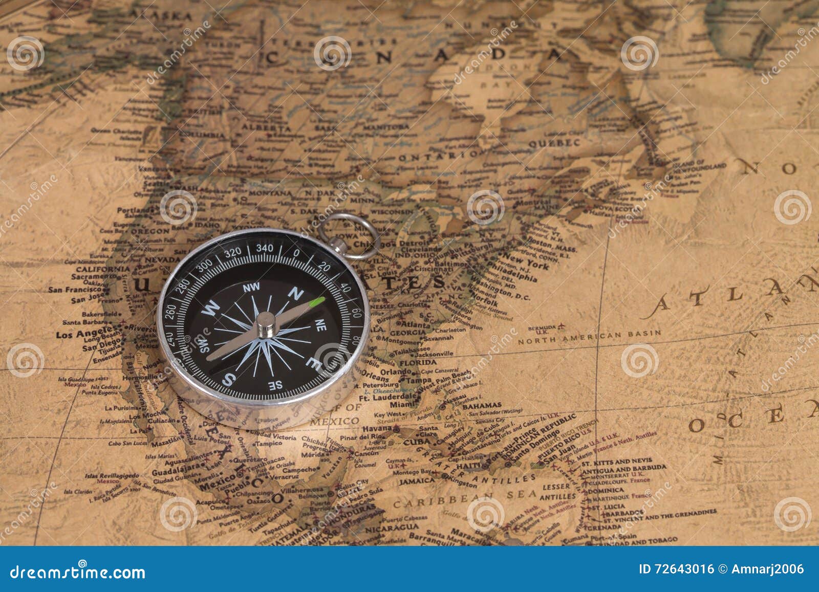 Vintage compass on map stock photo. Image of cover, grunge - 72643016